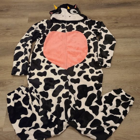 Other | Cow Costume One Piece Pajamas Hooded Size Adult Large Soft ...